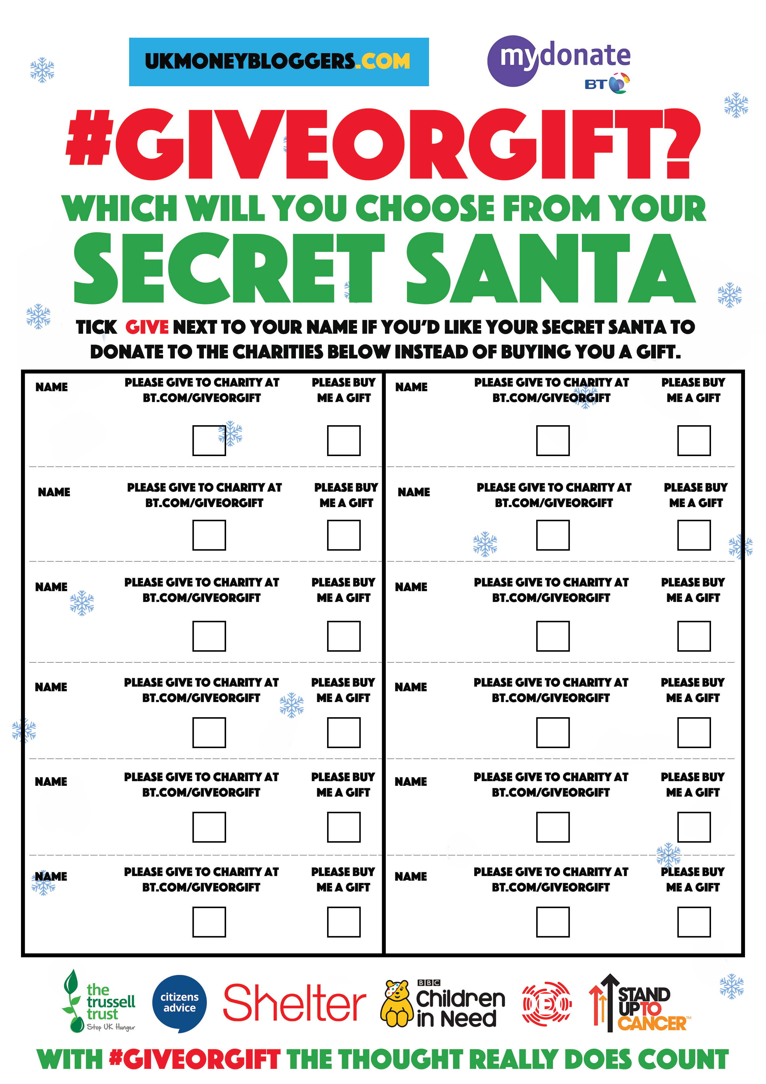  GiveOrGift Secret Santa Pack UK Money Bloggers
